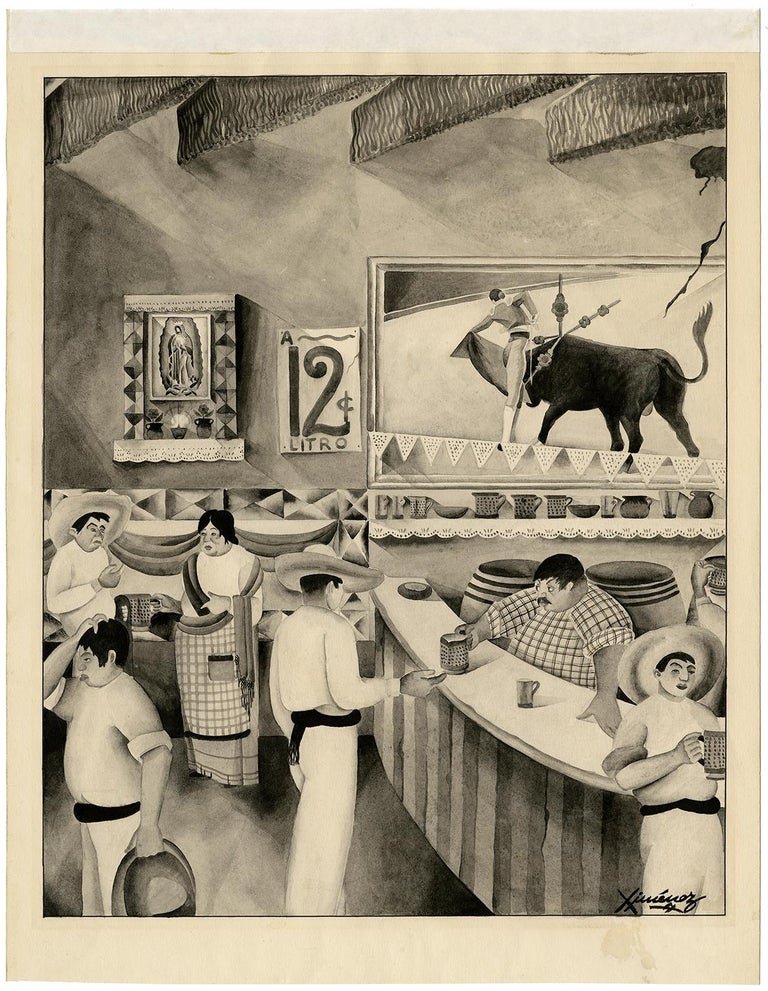 José Baqué Ximénez - Mexican Bar Scene —School of Diego Rivera at 1stDibs