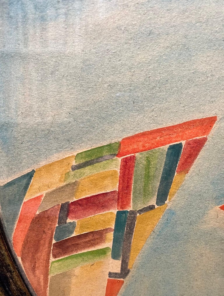 Barbara ,Olga Biglieri - “ In flight” watercolor Oval cm 30 x40 1935 ...