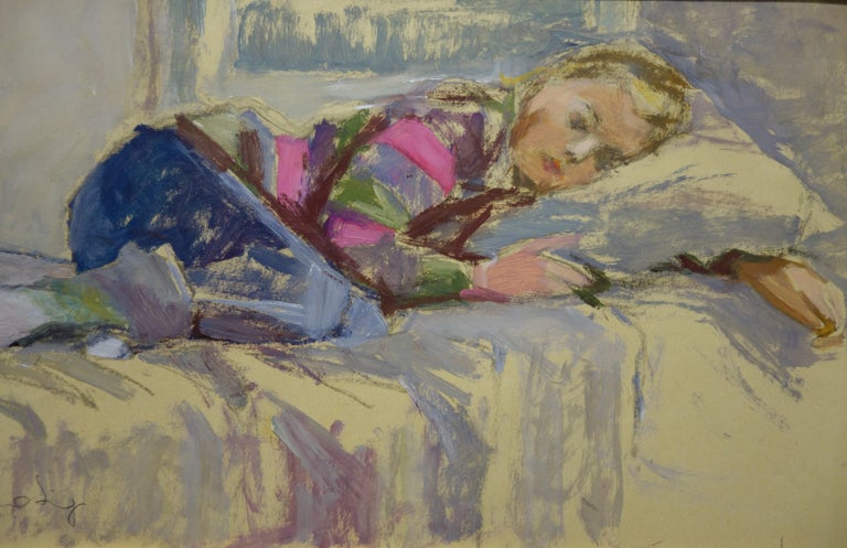 Emmalisa Senin - "Sleeping girl" Oil 1988 cm. 48 x 28 For Sale at 1stDibs