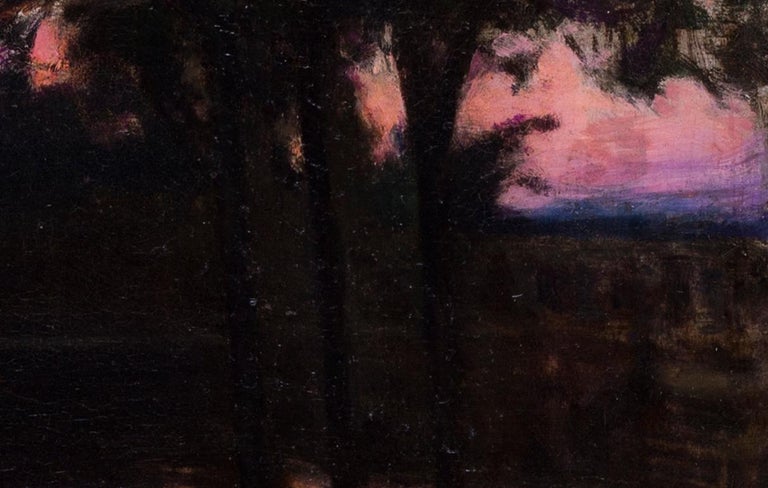 Charles Duvent - A French 19th Century oil painting of a Sunset before ...