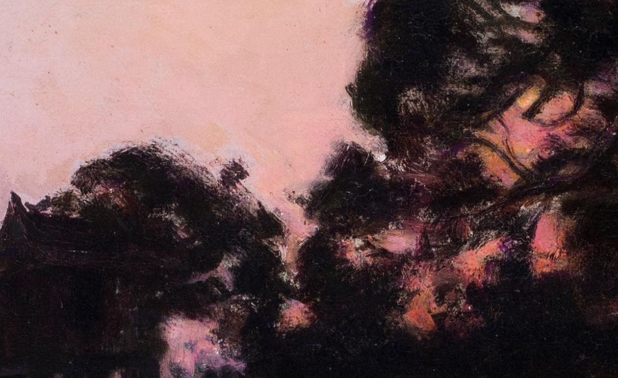 Charles Duvent - A French 19th Century oil painting of a Sunset before ...