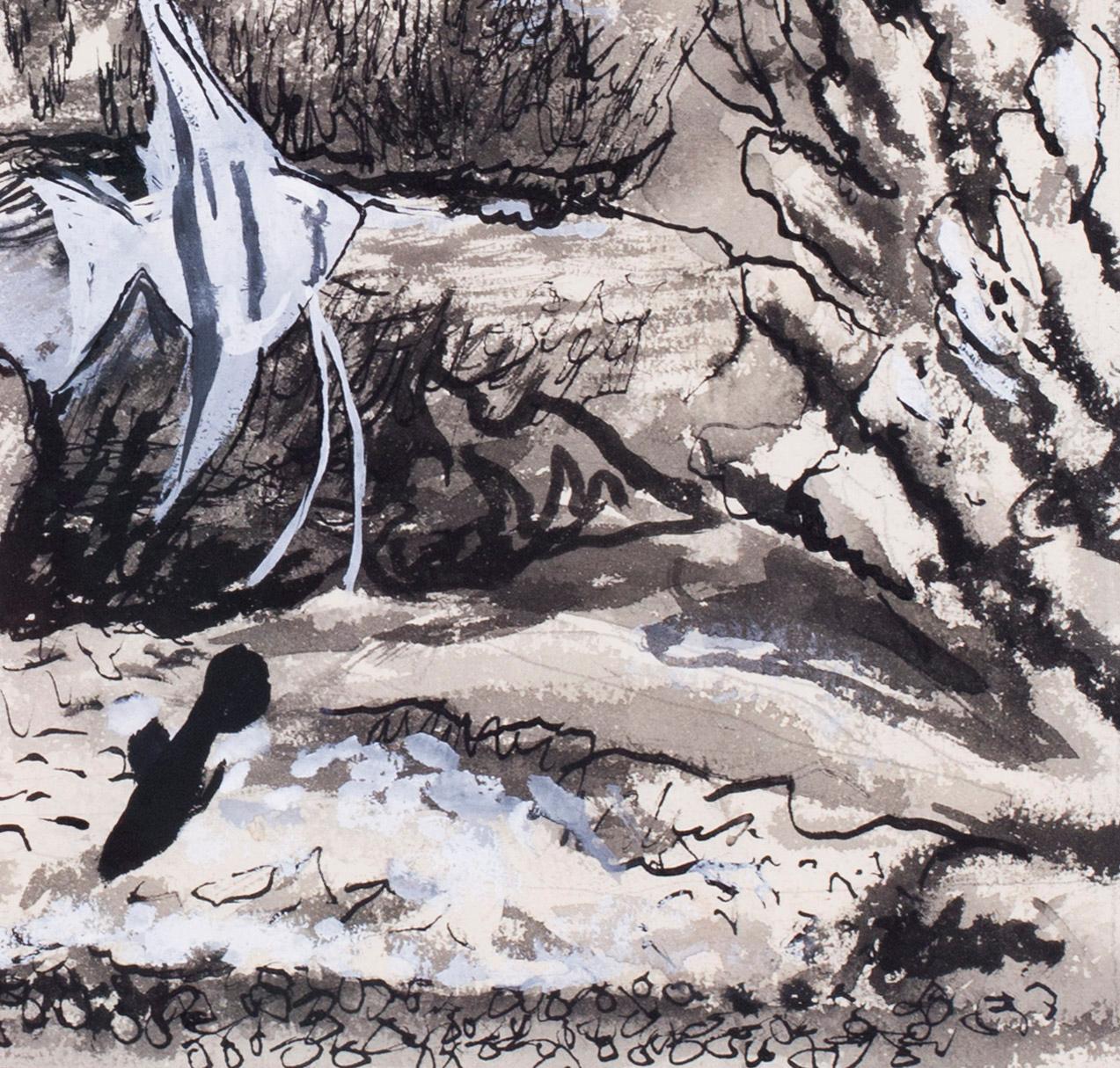 Derrick Latimer Sayer - Mid 20th Century ink on paper drawing of fish ...
