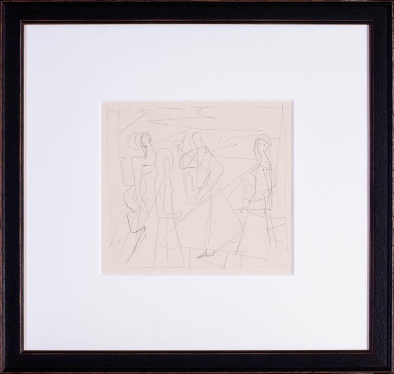 Carl Hofer - German Expressionist drawing of abstracted figures by Carl ...