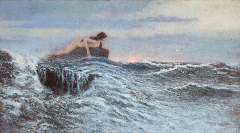 Benes Benedikt Knupfer - Czech 19th Century oil painting of a mermaid ...