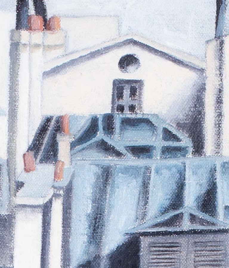 Michael Aram Gottlieb - Mid 20th Century oil painting of the rooftops ...