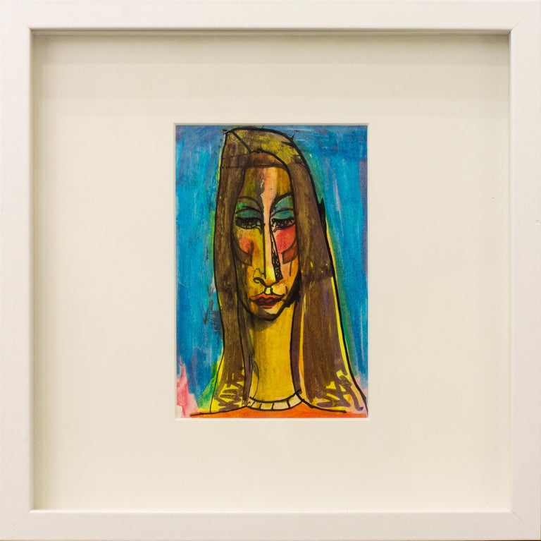 Sven Berlin - Sven Berlin watercolour drawing of a maiden head, British ...