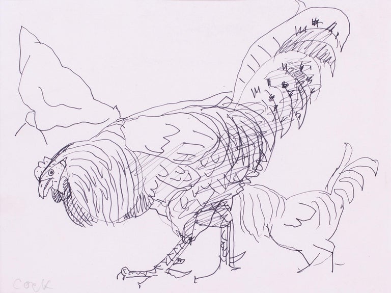 Sven Berlin - Cornish, St. Ives artist Sven Berlin, 'Strutting cockerel ...
