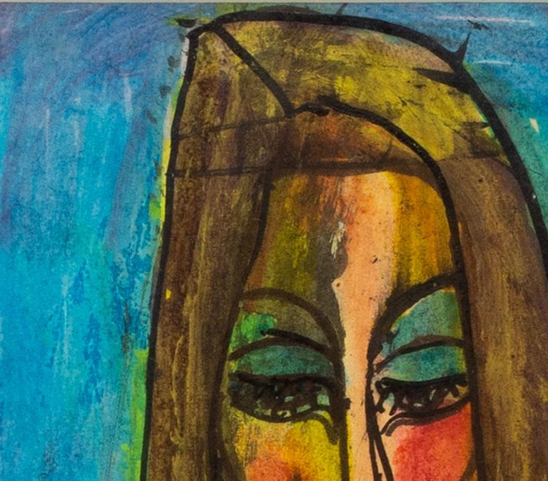 Sven Berlin - Sven Berlin watercolour drawing of a maiden head, British ...