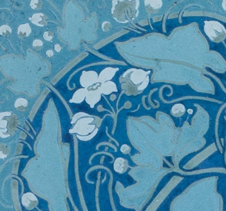 Edward Ridley - A squared design featuring ivy in blossom, blue green ...