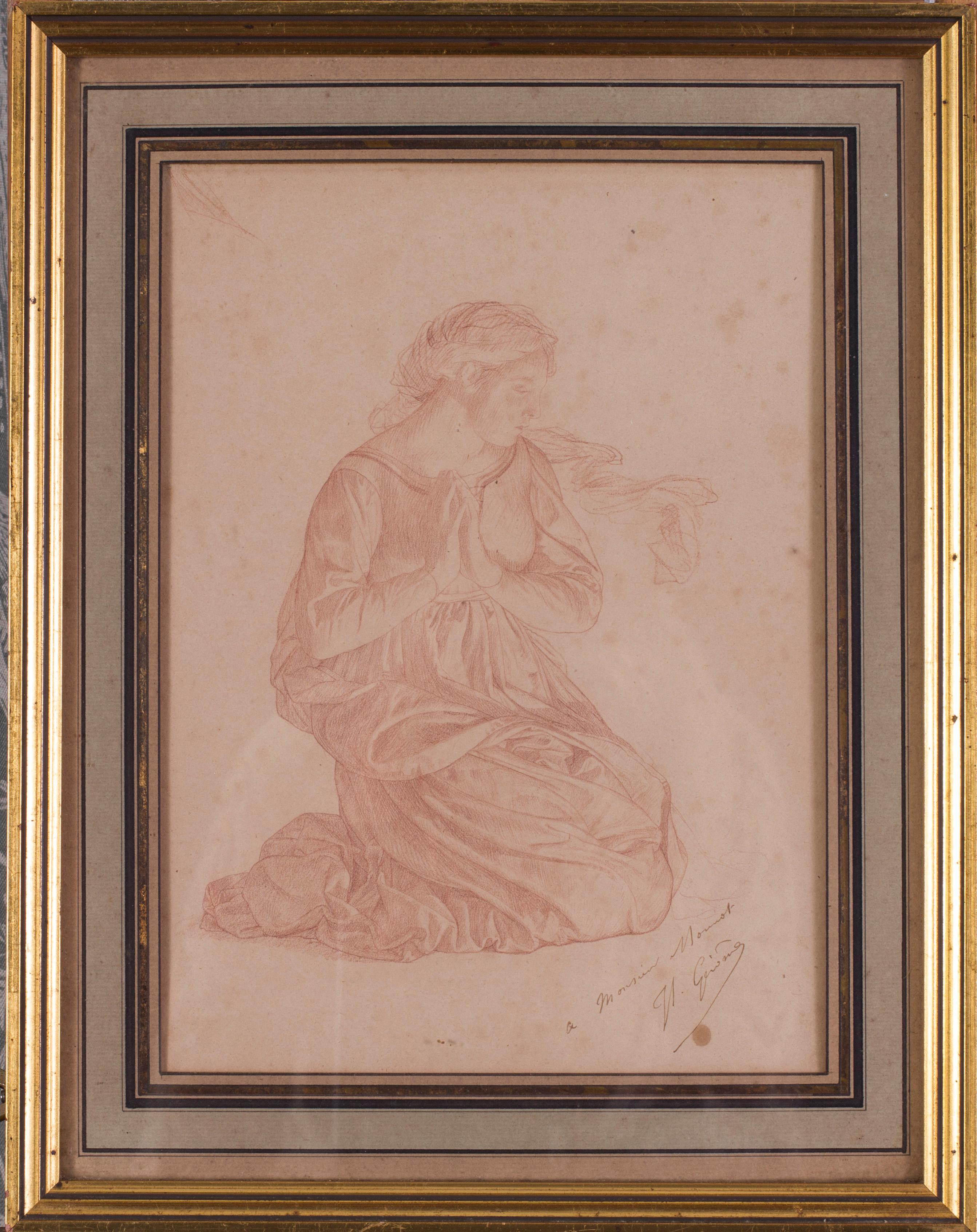 Jean-Léon Gérôme - French, 19th Century drawing of a Lady in prayer by ...