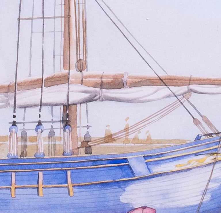 Sam Barclay - British 20th Century watercolour of sailing vessels in a ...