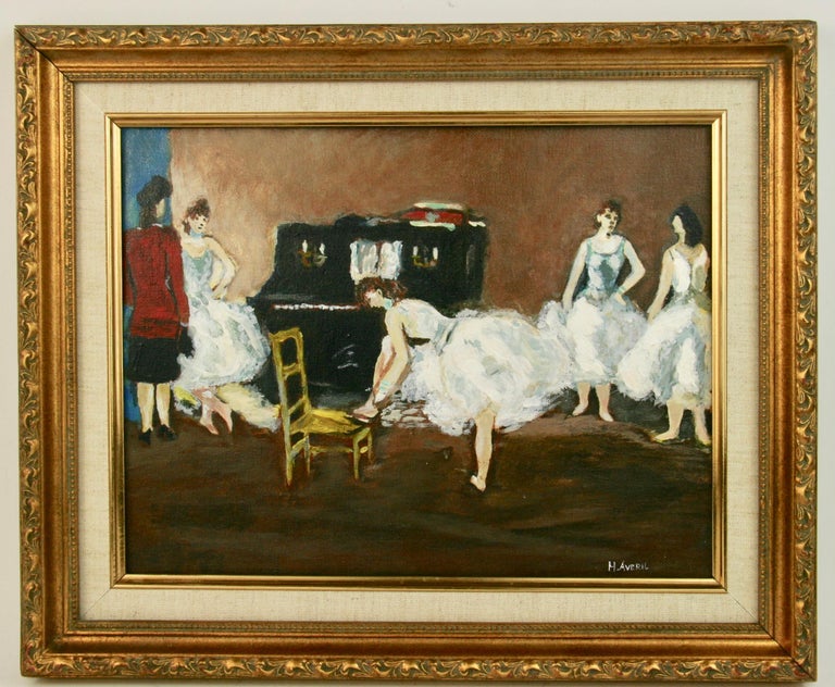M.Averil - Antique Impressionist Female Figural Painting Back Stage At ...