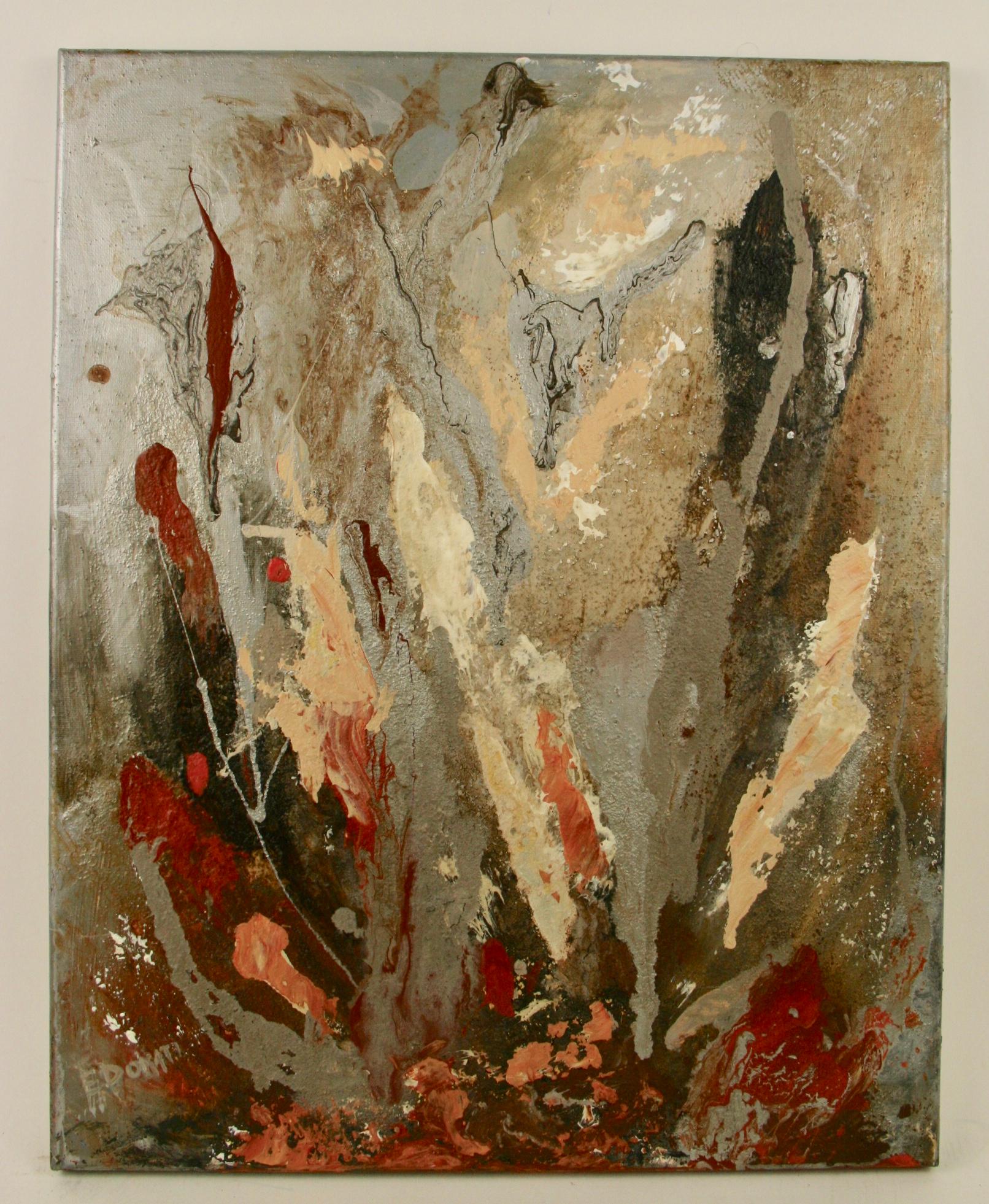 E.Donati - Mid Century Modern Abstract Acrylic Rust Color Painting For ...