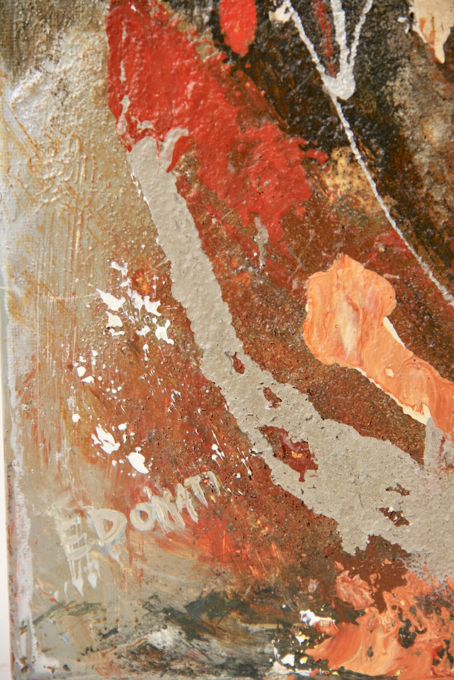 E.Donati - Mid Century Modern Abstract Acrylic Rust Color Painting For ...