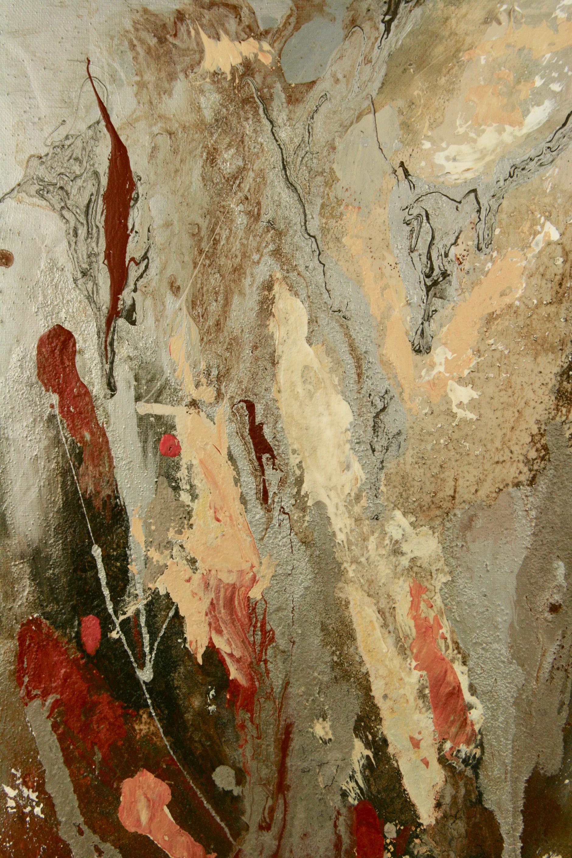 E.Donati - Mid Century Modern Abstract Acrylic Rust Color Painting For ...