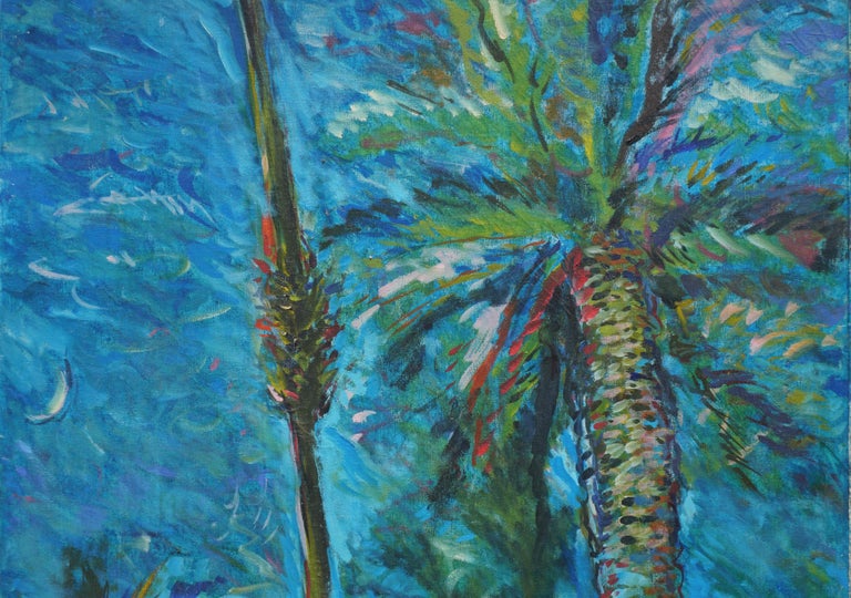 Plant - Mid Century Fauvist Palm Trees Landscape at 1stDibs