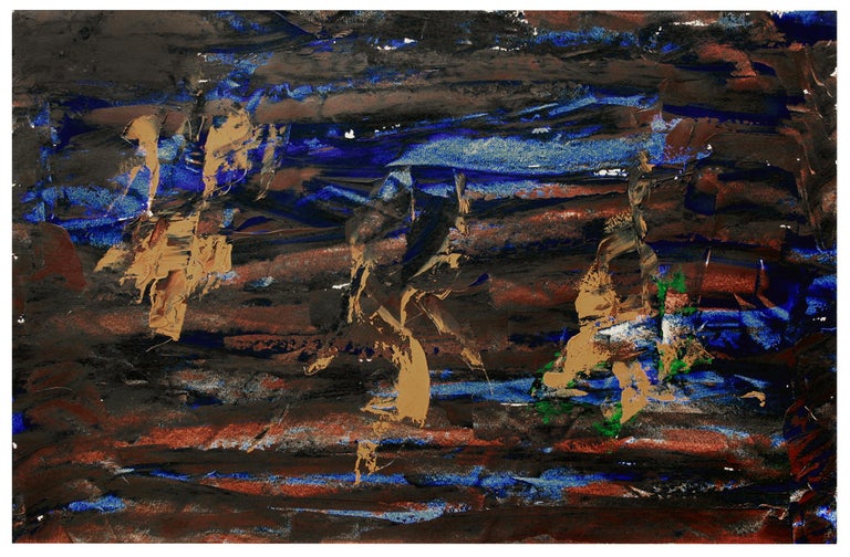 Richard Brace - Vintage Burnt Sienna and Cobalt Abstract For Sale at ...