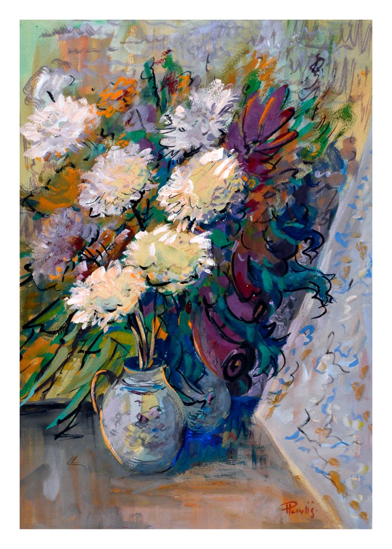 Jaroslav Pavlis - Modern White Chrysanthemums Still Life by Jaroslav ...
