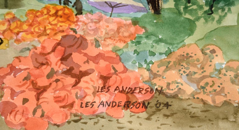 Les Anderson - Farm in Autumn with Corn and Pumpkins in Watercolor on ...