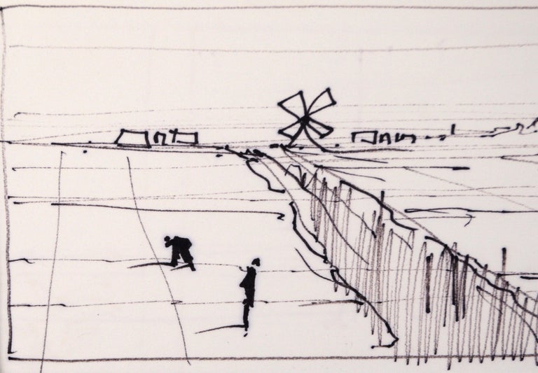 Laurence Sisson - Tending the fields - Windmill - Line Drawing ...