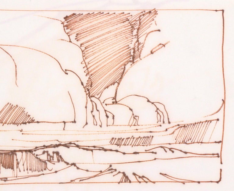 Laurence Sisson - Two High Desert Landscapes - Line Drawing in Sepia ...