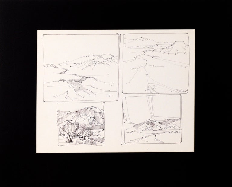 Laurence Sisson - Esquisses de paysages du désert et des canyons à l'encre sur papier en quatre ...