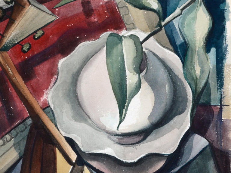 Solter - Mid Century Modern Cubist Mandolin Abstract Still-Life For ...