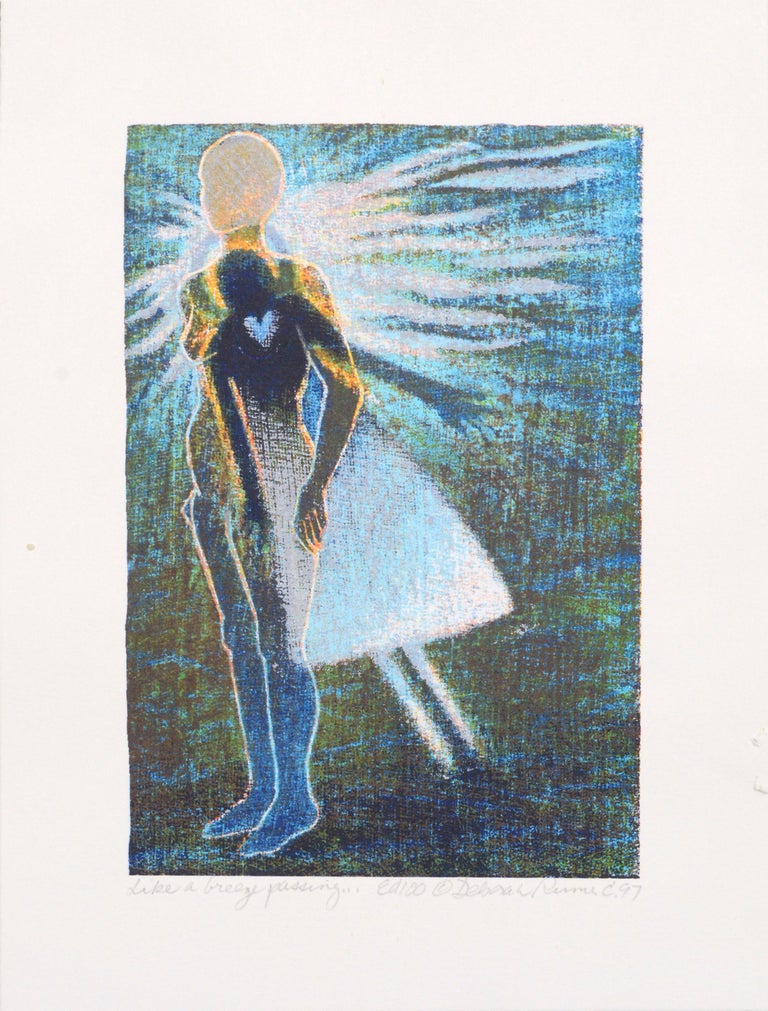 Deborah Rumer - Figurative Abstract Angel Screen Print with Poem, "Like ...