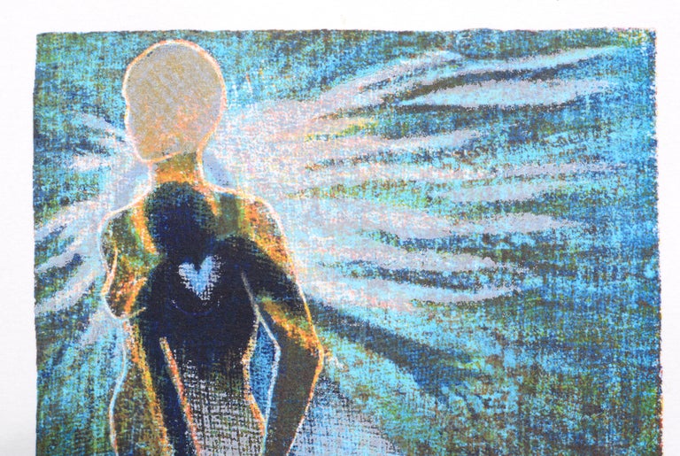 Deborah Rumer - Figurative Abstract Angel Screen Print with Poem, "Like ...