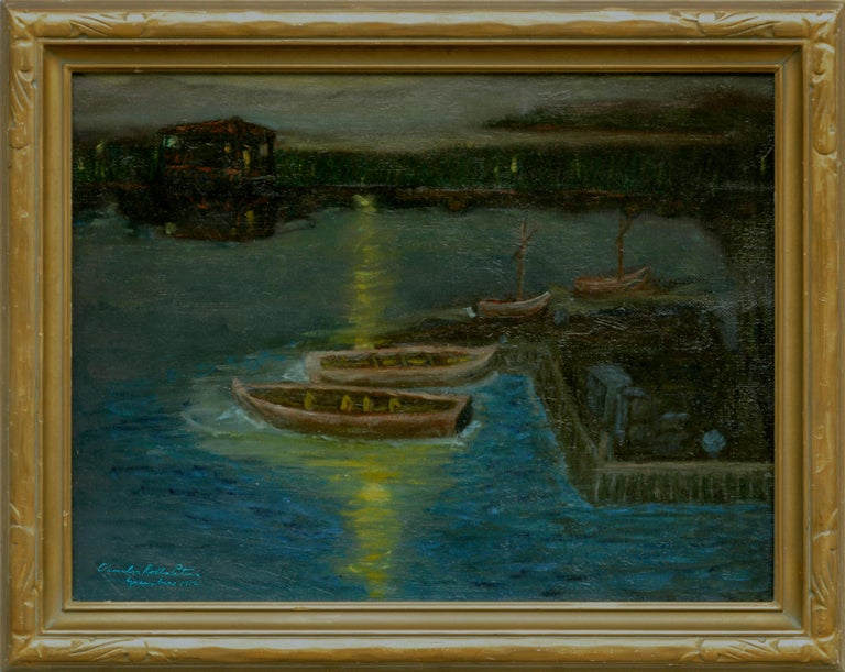 Charles Rollo Peters - Moonlit Houseboats at Greenbrae Lagoon- Rare ...