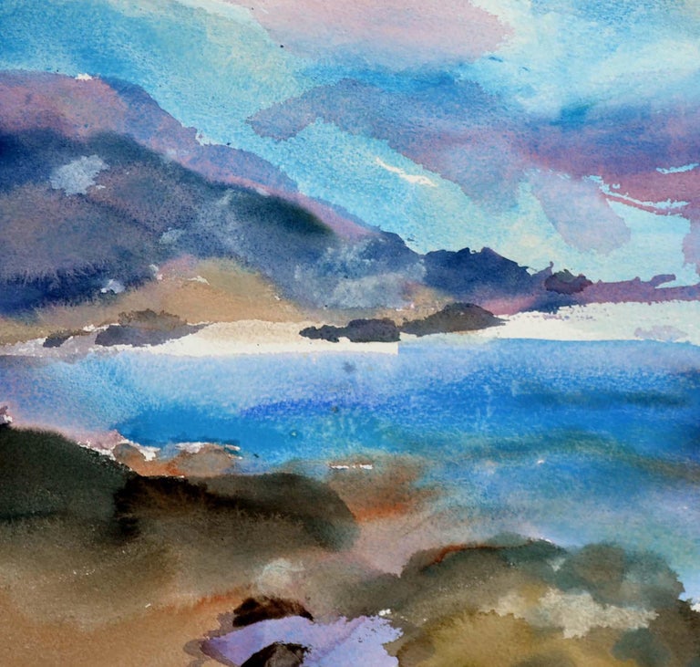 Les Anderson - Vintage Sunset Seascape Watercolor Point Lobos, Carmel ...