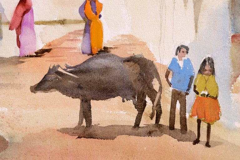 William Howard Knowles - "Sesarma" Colorful Village Scene with Figures ...