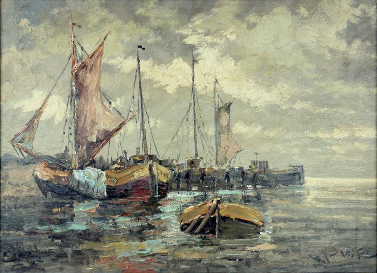 Walter Prescher van Ed - Mid Century Brittany Seascape with Fishing ...