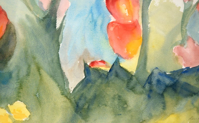 Duane Reid - Red Tulips and California Poppies, Landscape For Sale at ...