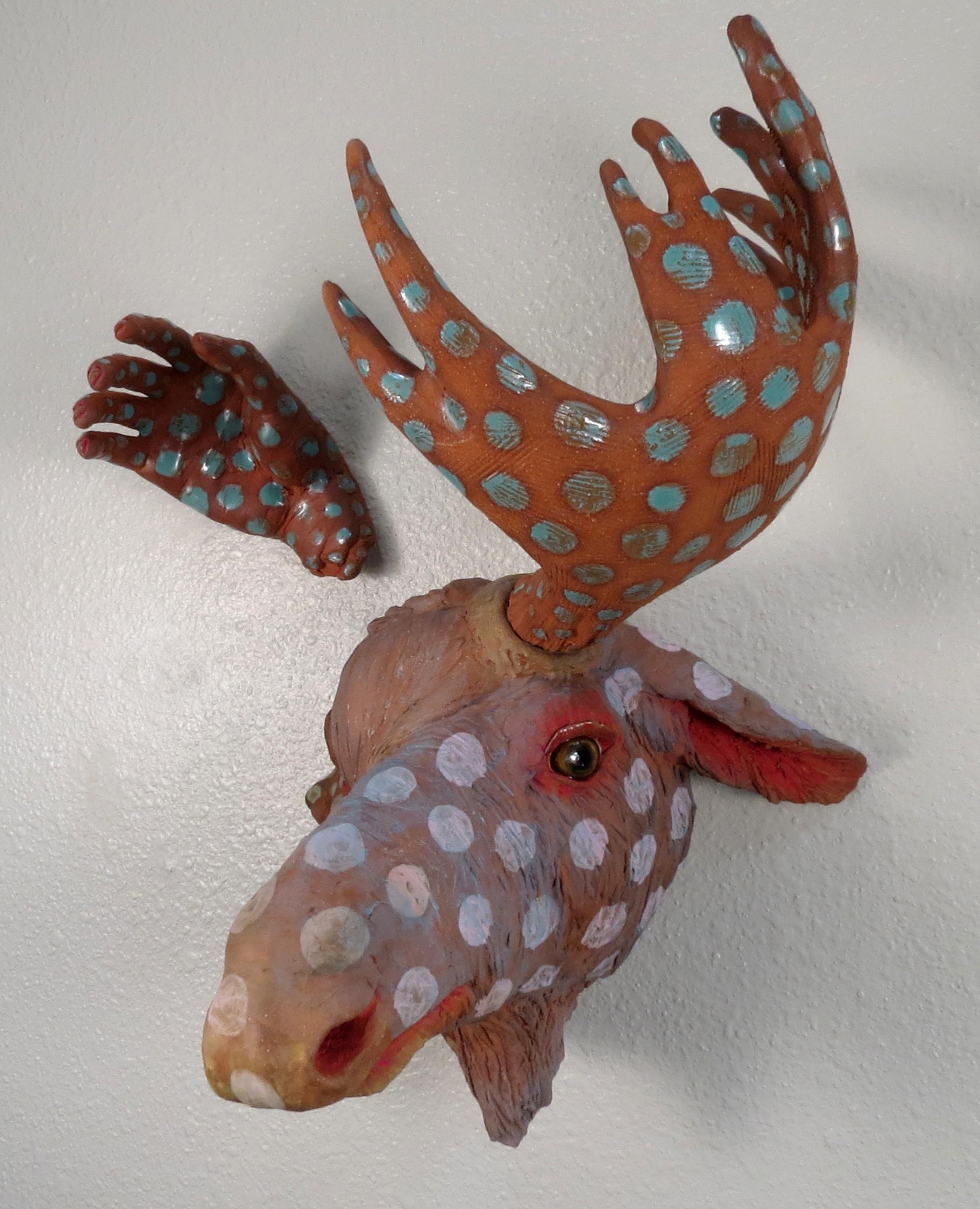 Magda Gluszek - SCORN - surreal ceramic wall mounted sculpture of moose ...