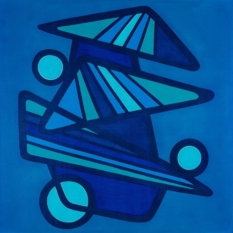 Juan Alonso-Rodríguez - BARANDA BLUES #3 - blue geometric abstraction ...