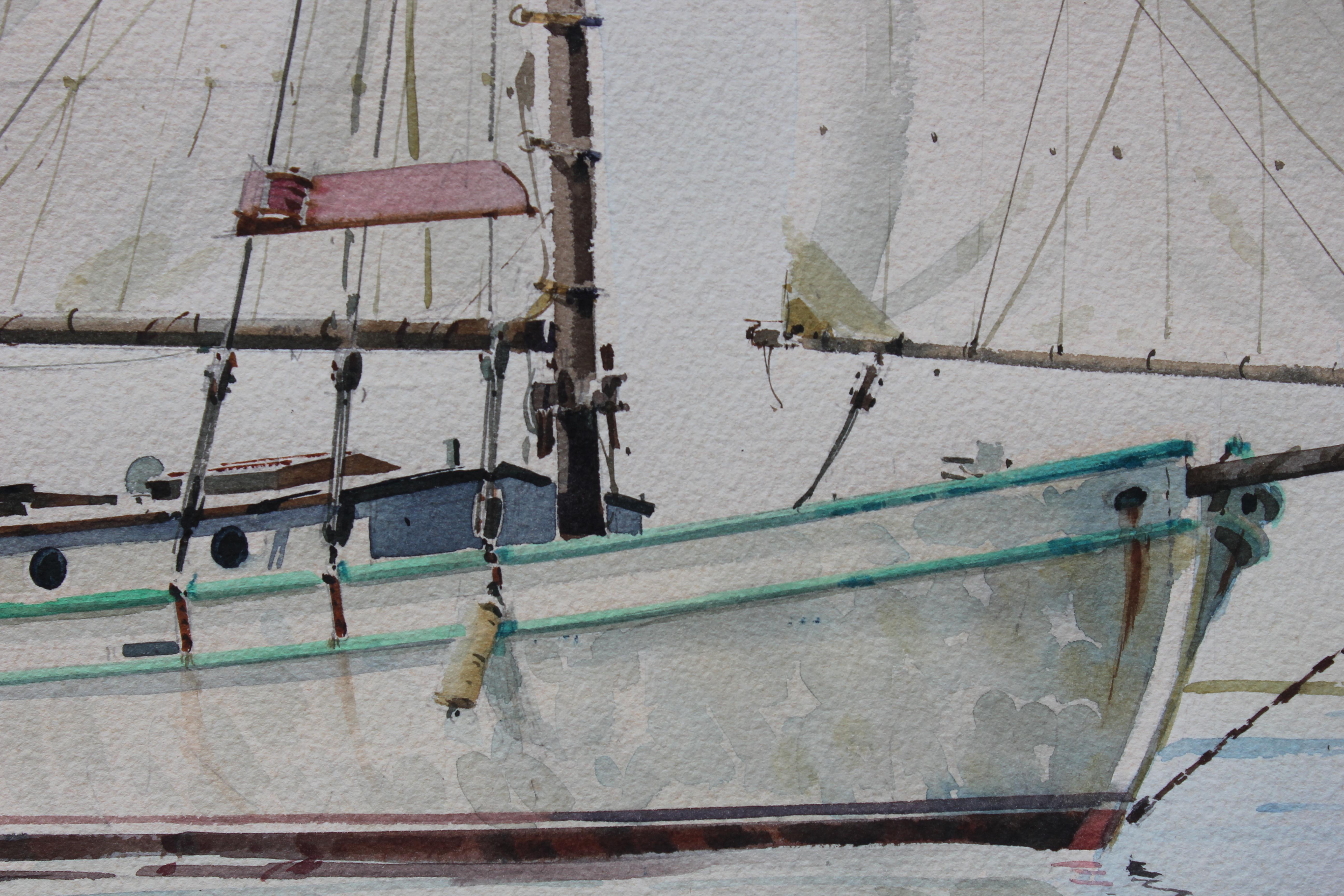 Al Barnes - Realistic Watercolor Painting of a Sailboat at 1stDibs | al ...