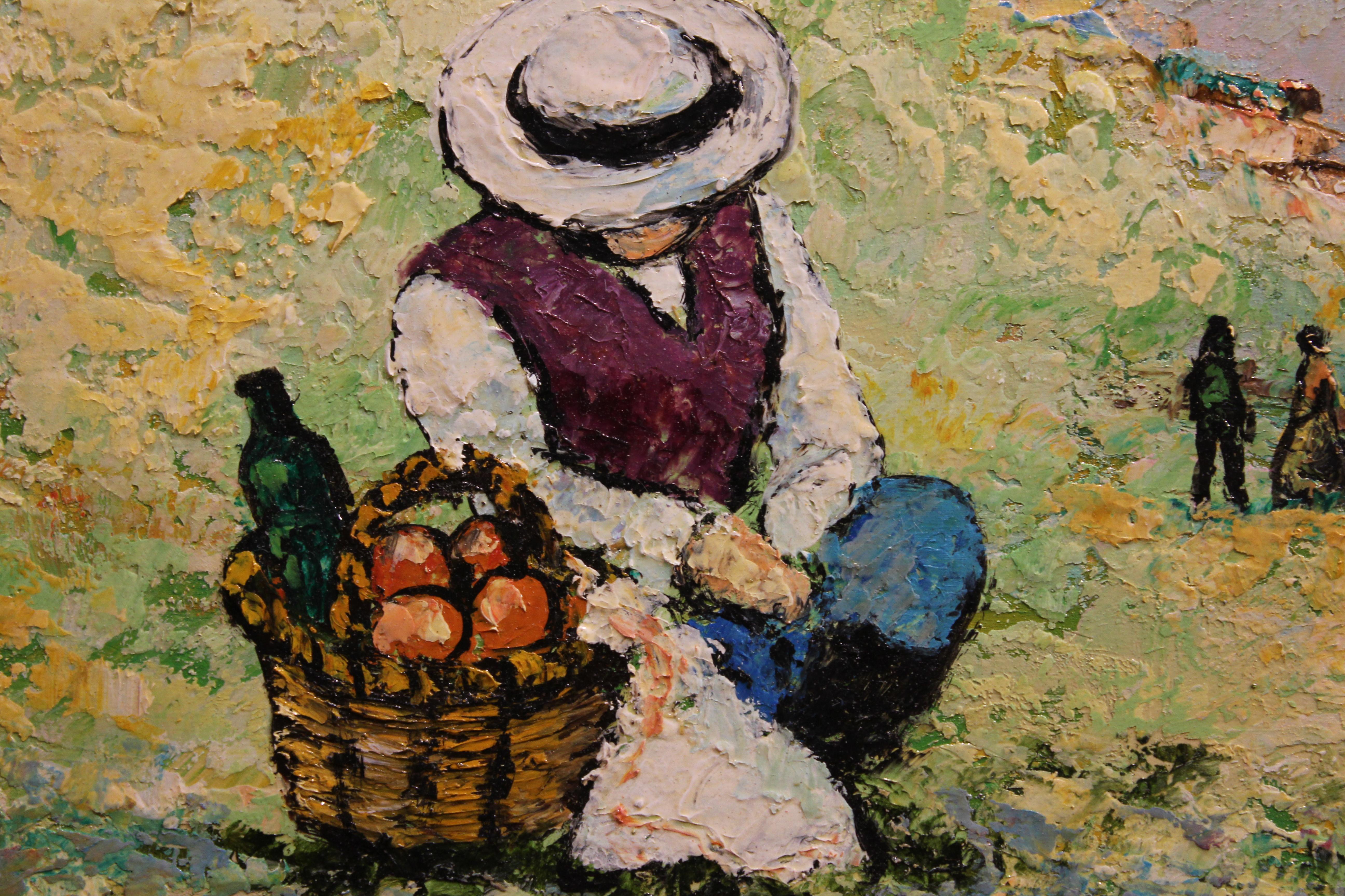 N. Caramel - Impressionist Landscape with Field Workers at 1stDibs