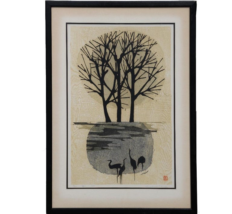 Tamami Shima - Minimal Black and White Japanese Woodblock Print 57 of ...