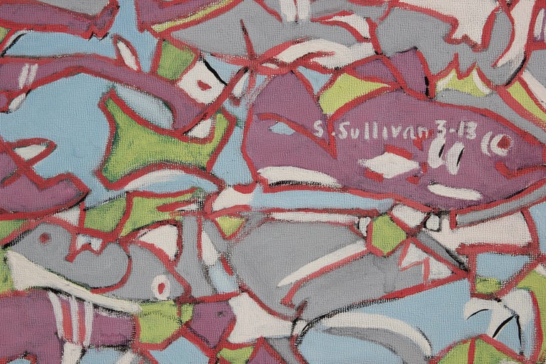 Stella Sullivan - "Stained Glass Fish" Colorful Casein Painting For ...