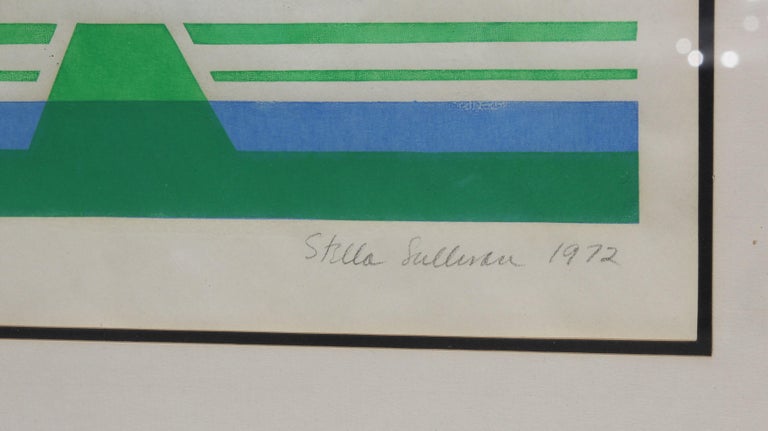Stella Sullivan - "Trinity" Geometric Green and Blue Tonal Modern ...