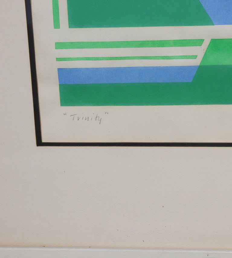 Stella Sullivan - "Trinity" Geometric Green and Blue Tonal Modern ...