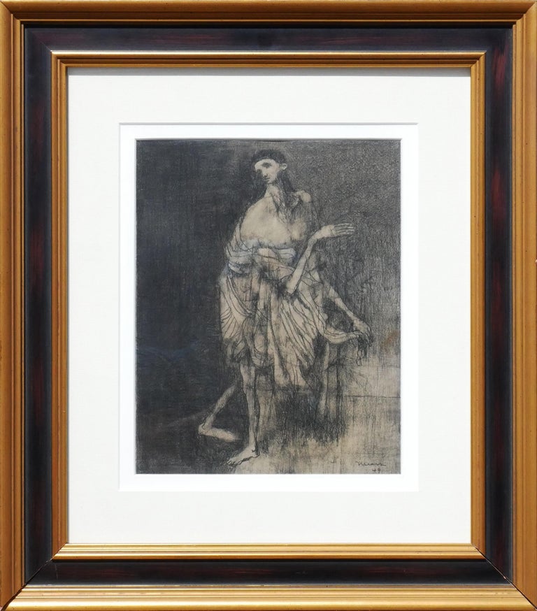 Herb Mears - "Untitled (Figure)" Abstract Figurative Portrait Drawing ...