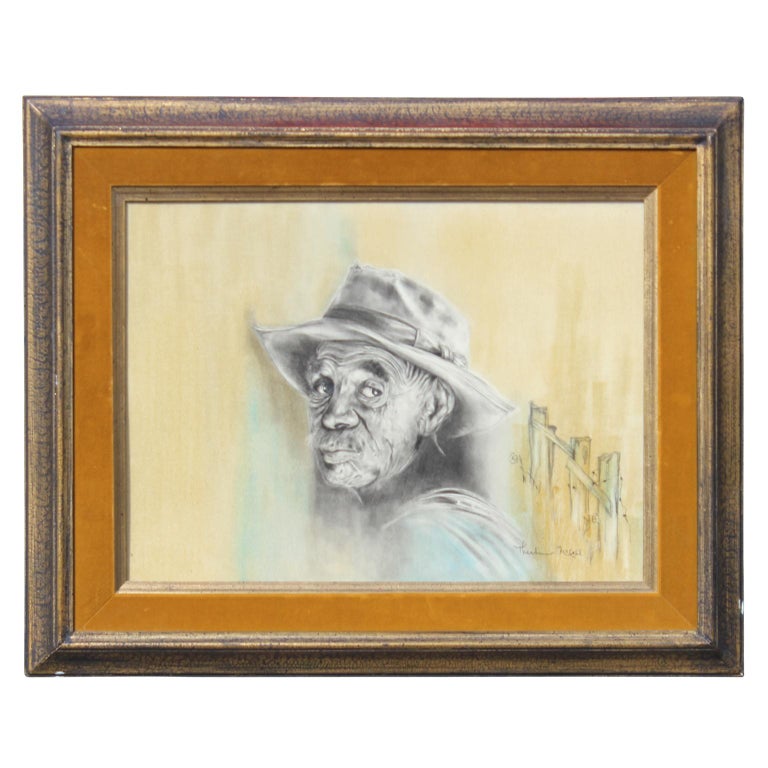Theadius McCall - Mixed Media Portrait Painting of a Man For Sale at ...