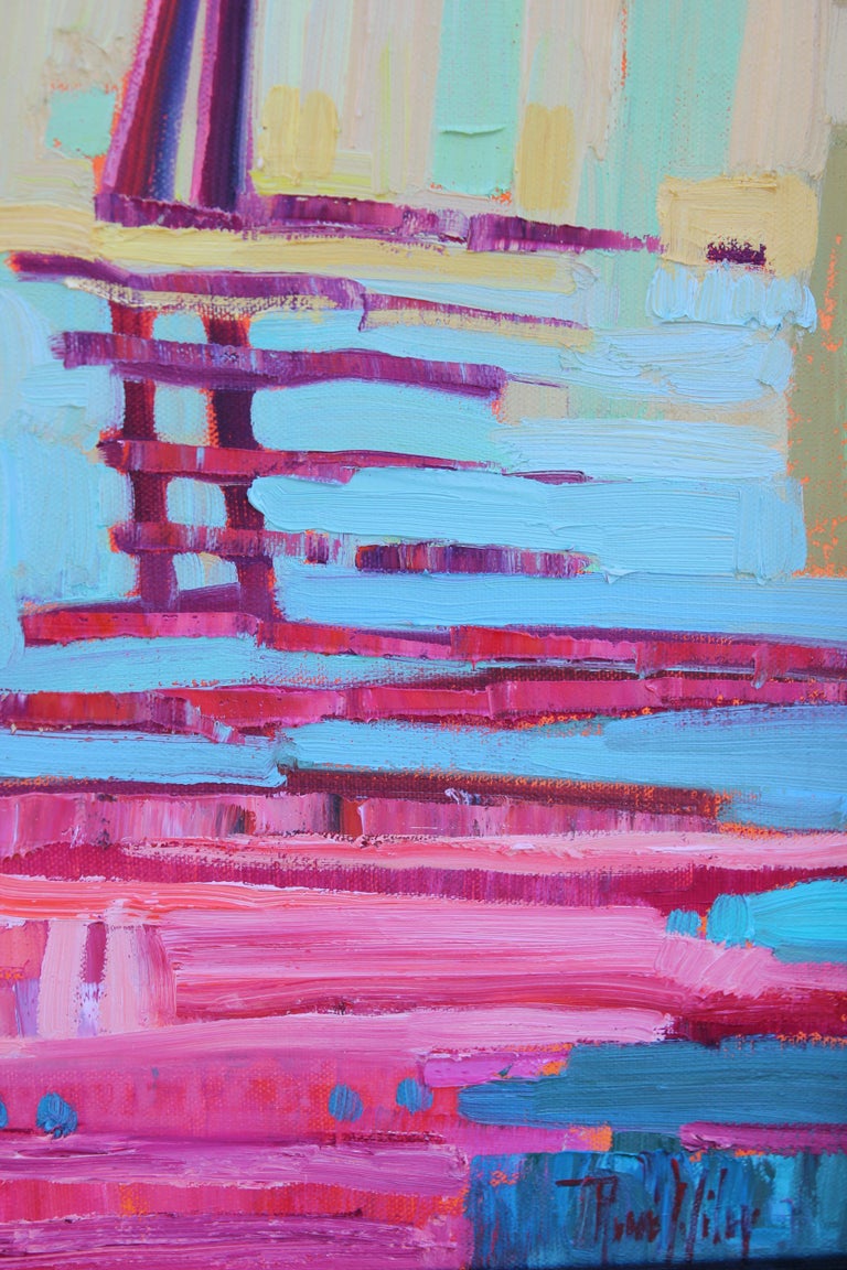 Rene Wiley - "Wading Rosette Spoonbill" Colorful Impressionist Style ...