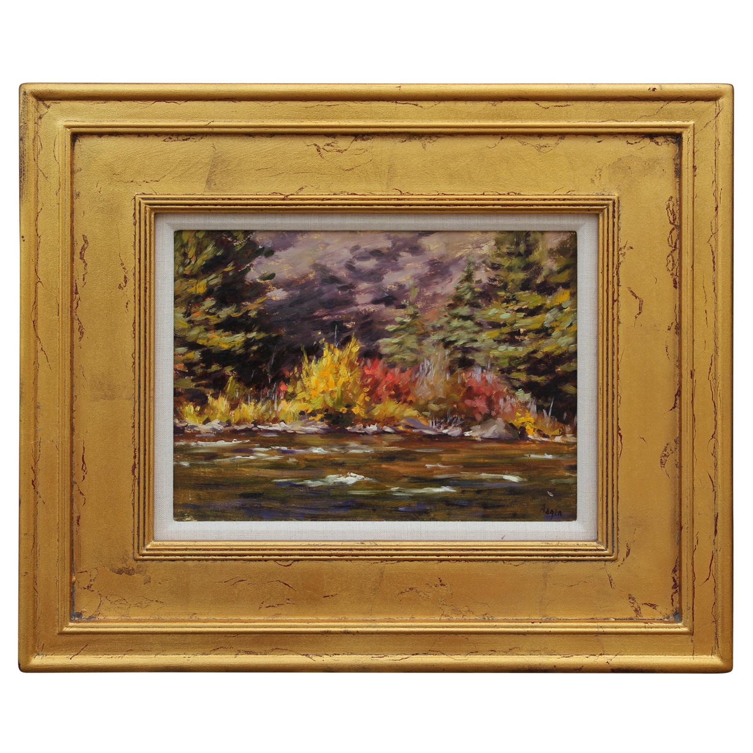 Peter Hagen - "Autumn on the Riverbank" Abstract Landscape Painting at ...