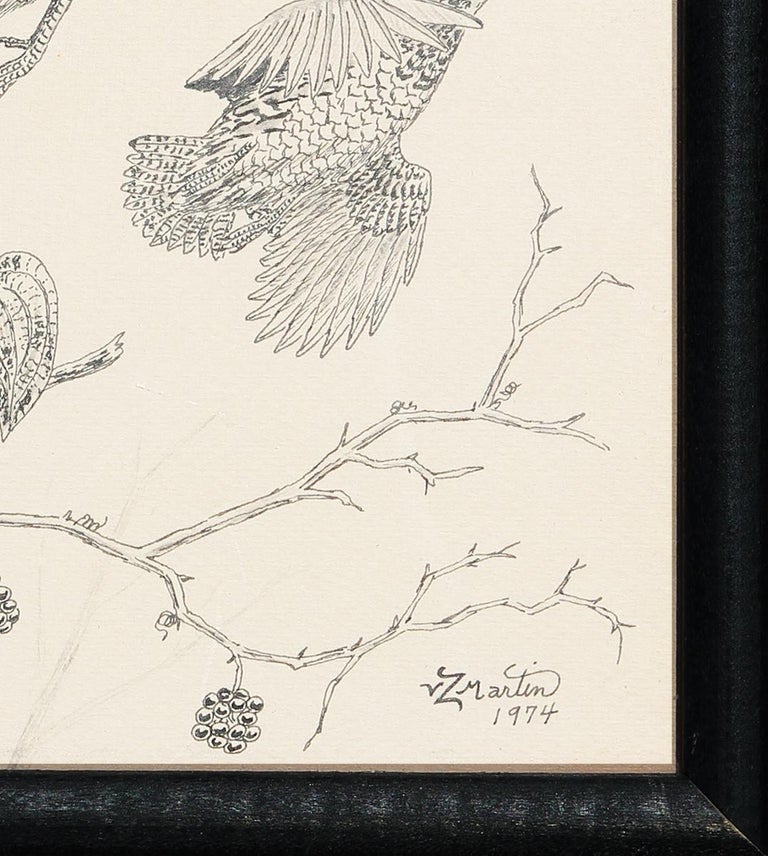 Unknown - Naturalistic Pen and Ink Drawing of a Pair of Quail Birds in ...