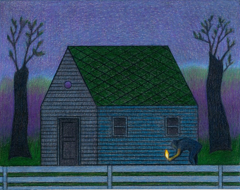 John Hrehov - The Arsonist - Color Pencil Drawing, Surreal Nighttime ...