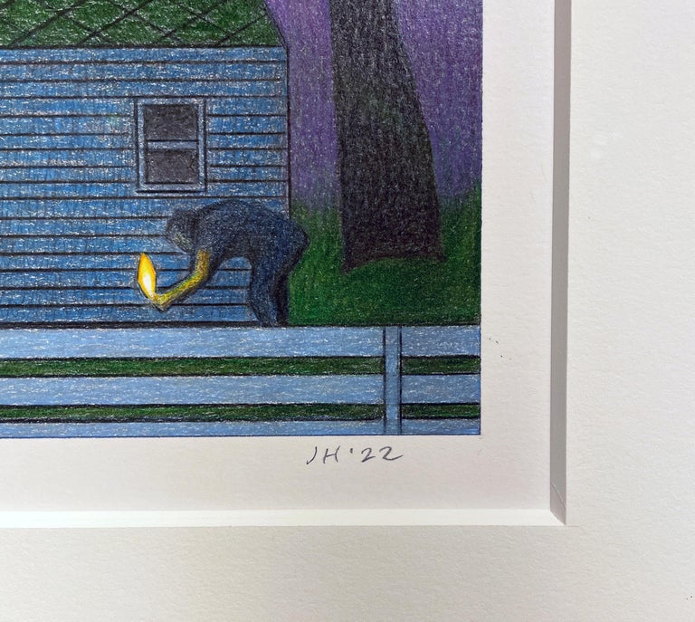 John Hrehov - The Arsonist - Color Pencil Drawing, Surreal Nighttime ...