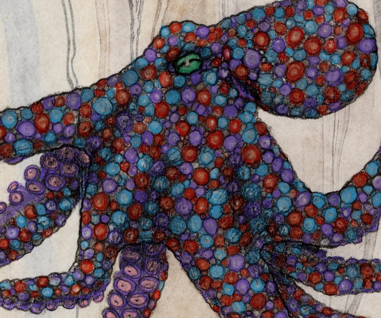 Jeff Conroy - Dippin' Dotopus - Gyotaku Style Sumi Ink Painting of a ...